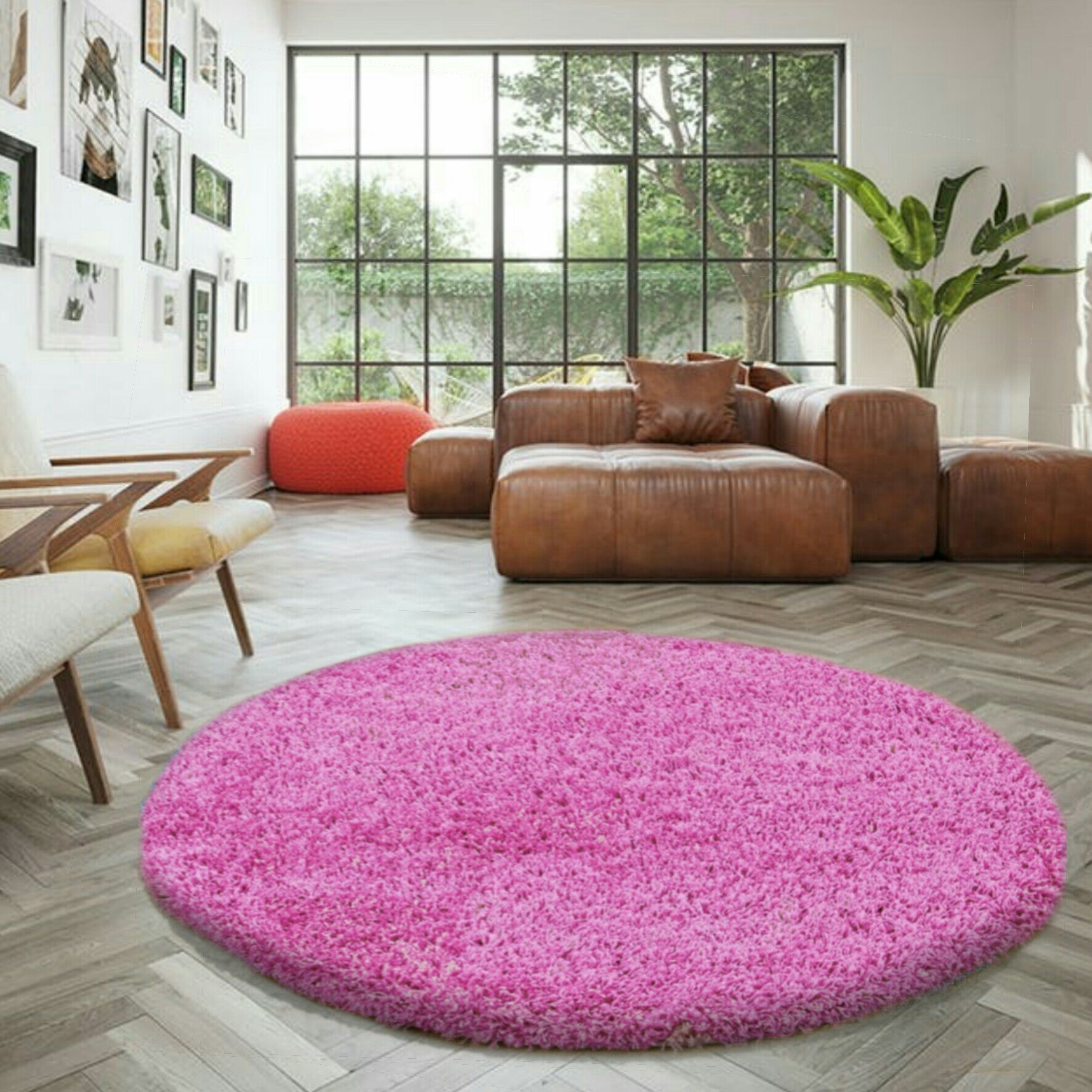 Round pink rug store